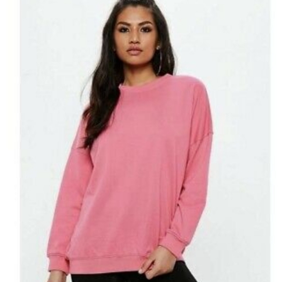 Missguided | Tops | Pink Drop Shoulder Oversized Sweatshirt | Poshmark